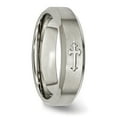 Titanium Cross Design 6mm Satin Beveled Edge Band - Walmart.com