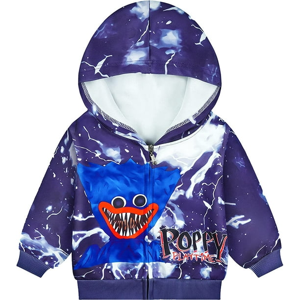 Boys Poppy Playtime Game Hoodies Zip Up Kids Sausage Monster Sweatshirt ...