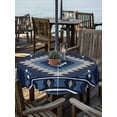 Blue Tribal Geometric Round Outdoor Tablecloth with Umbrella Hole ...