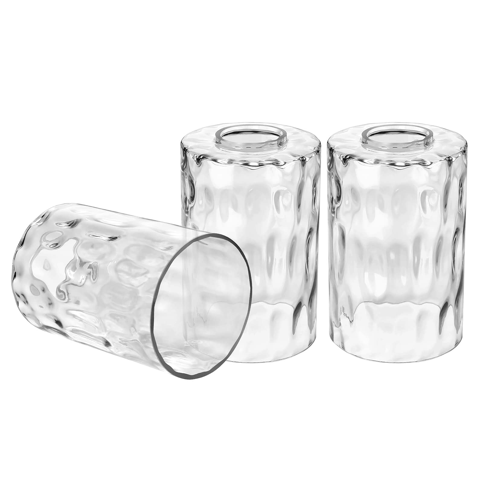 Canomo 3 Packs Hammered Glass Light Shade Cylinder Water Ripple Glass ...