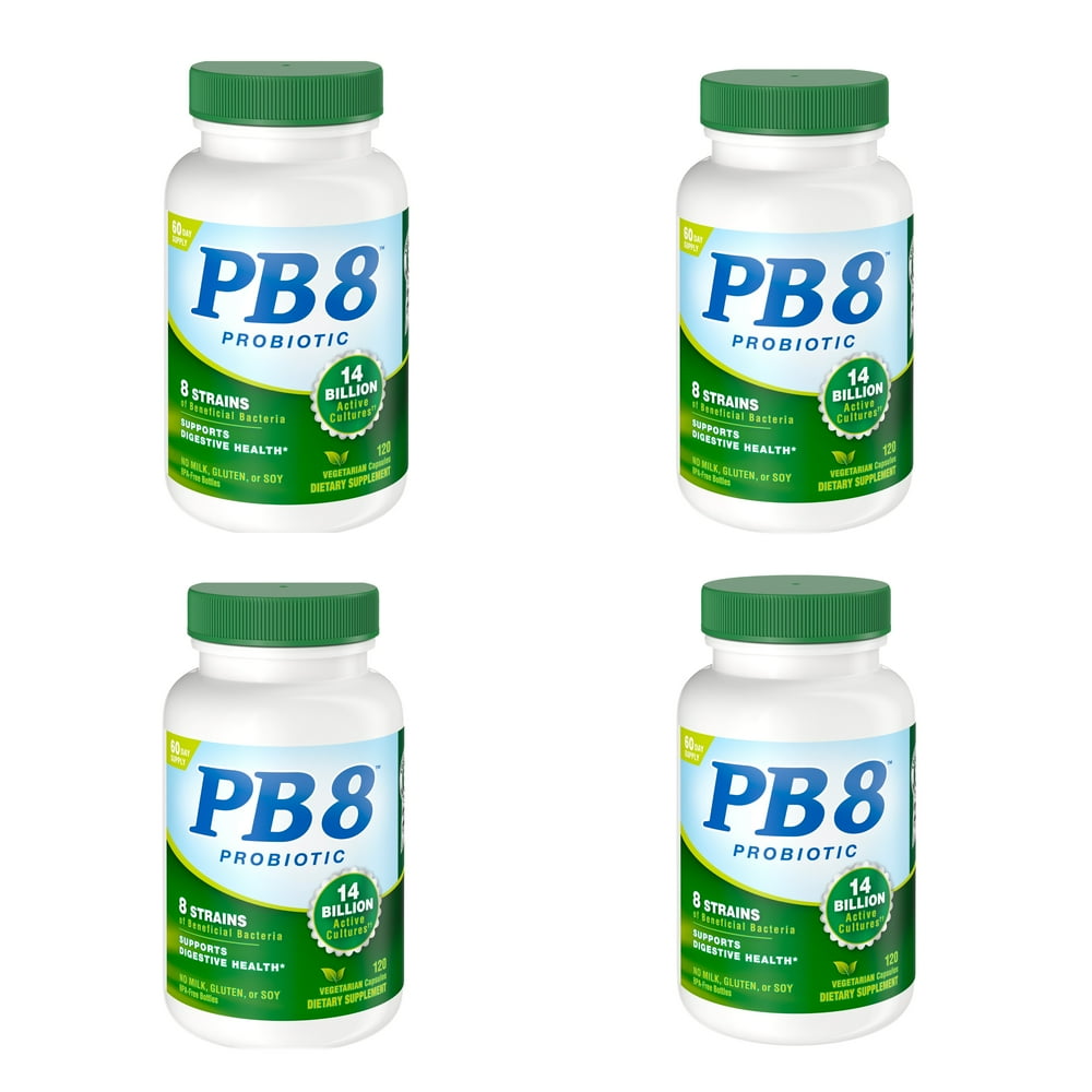 4 Pack Nutrition Now PB 8 Pro-Biotic Vegetarian Supplement, 120 Count ...