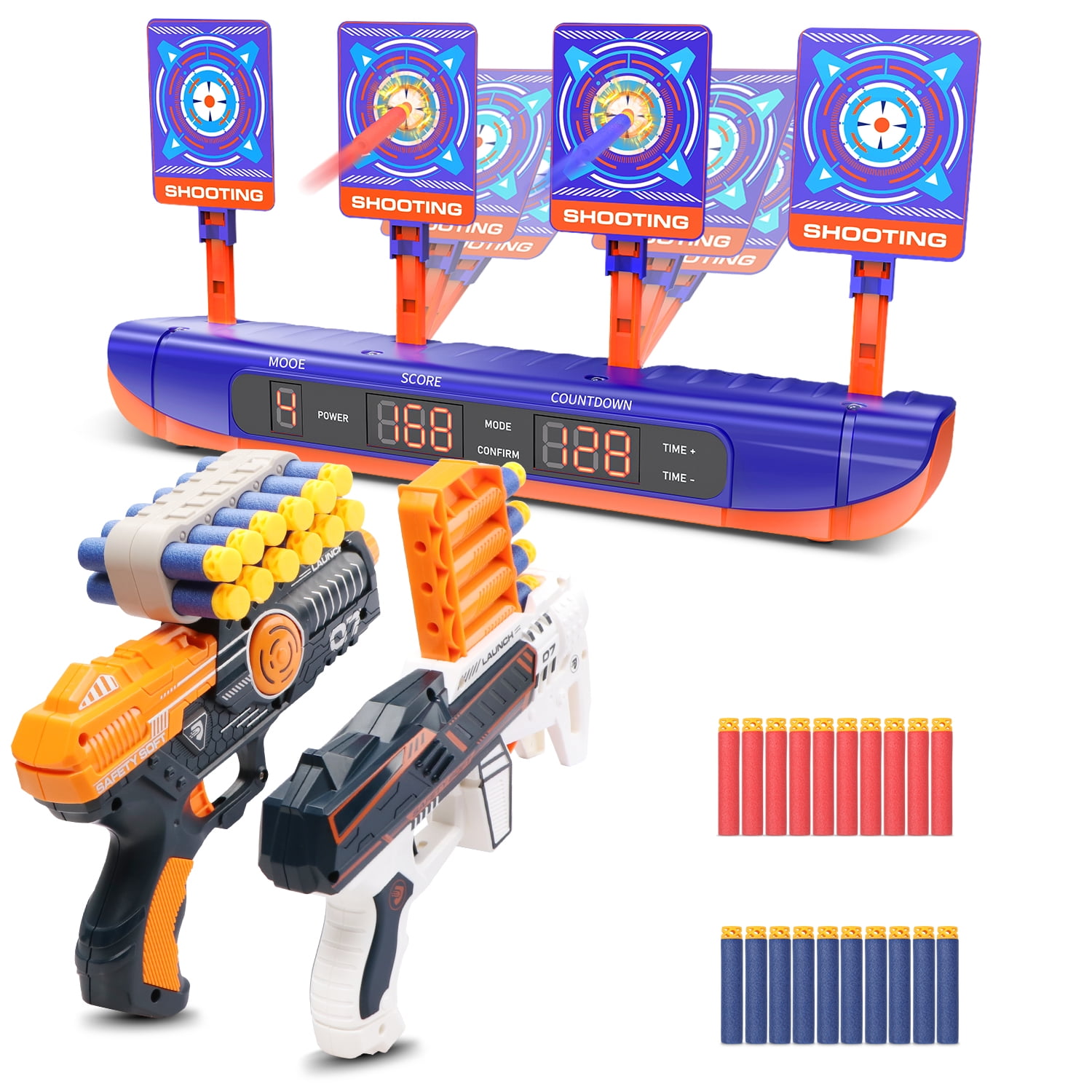Hot Bee Electronic Shooting Target with 2 Foam Dart Blasters Outdoor ...