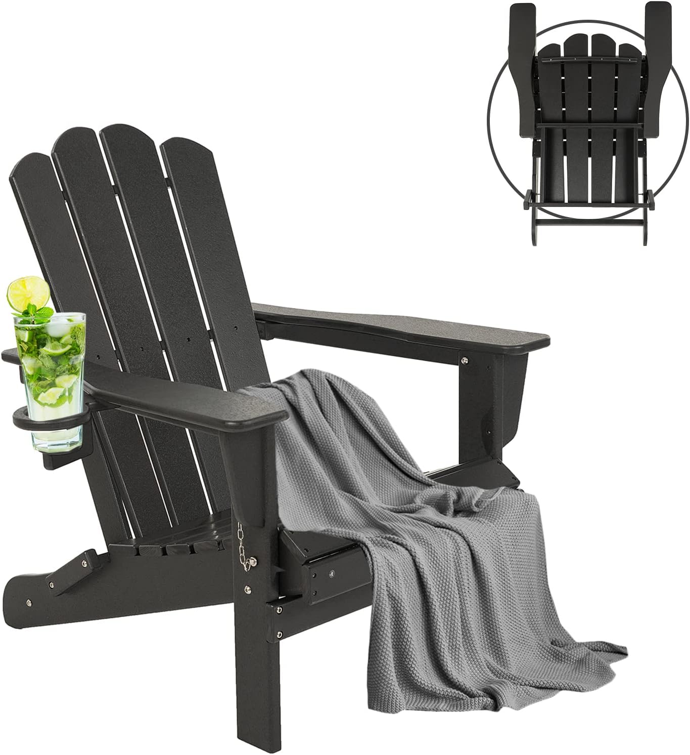 Adirondack Chair with Retractable Ottoman, Retractable Footrest for ...
