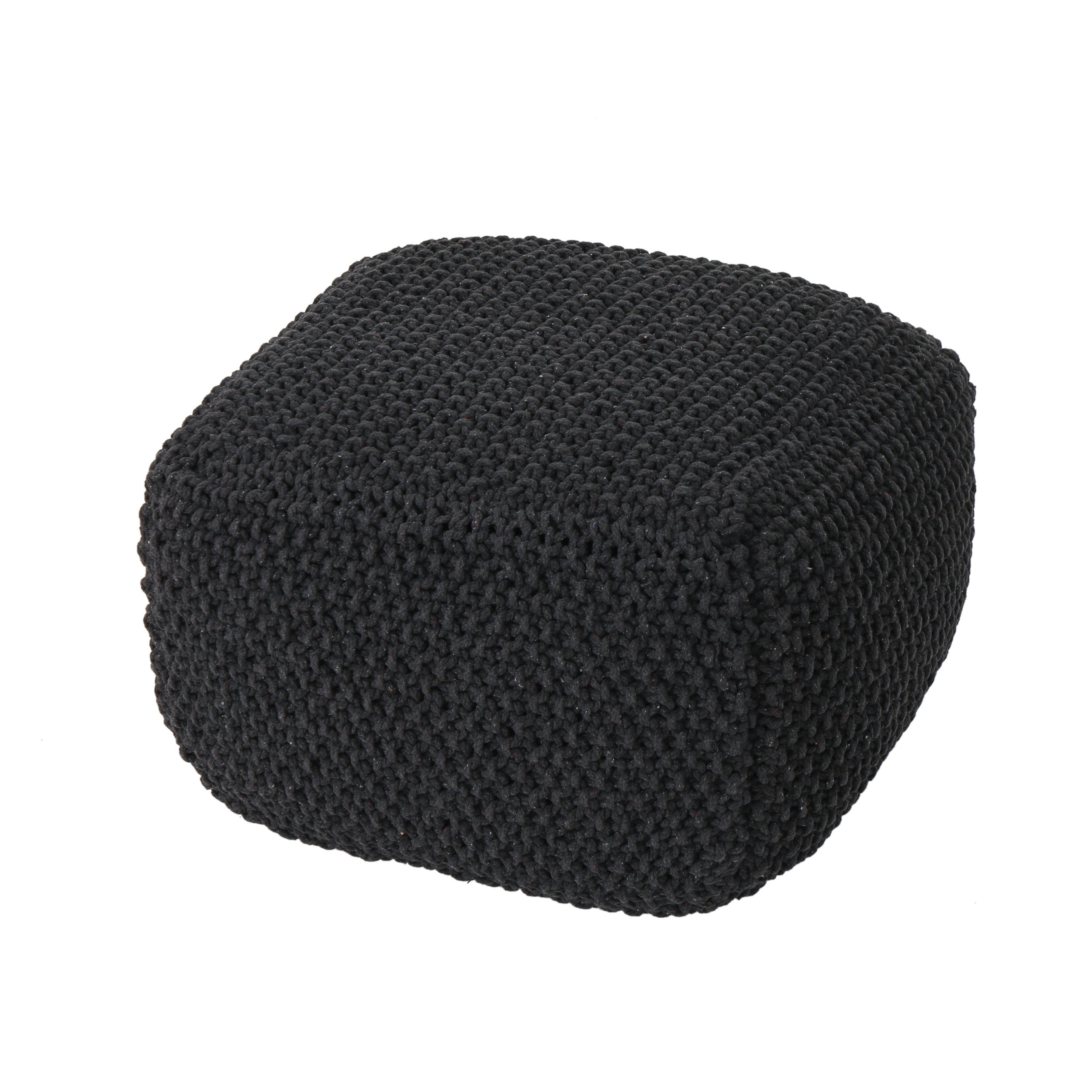GDF Studio Joyce Indoor Knitted Cotton Square Pouf, Dark Gray - Walmart.com