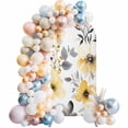 American Pastoral Arch Backdrop Cover, 7.2FT, Yellow Flowers Gray Leaf ...