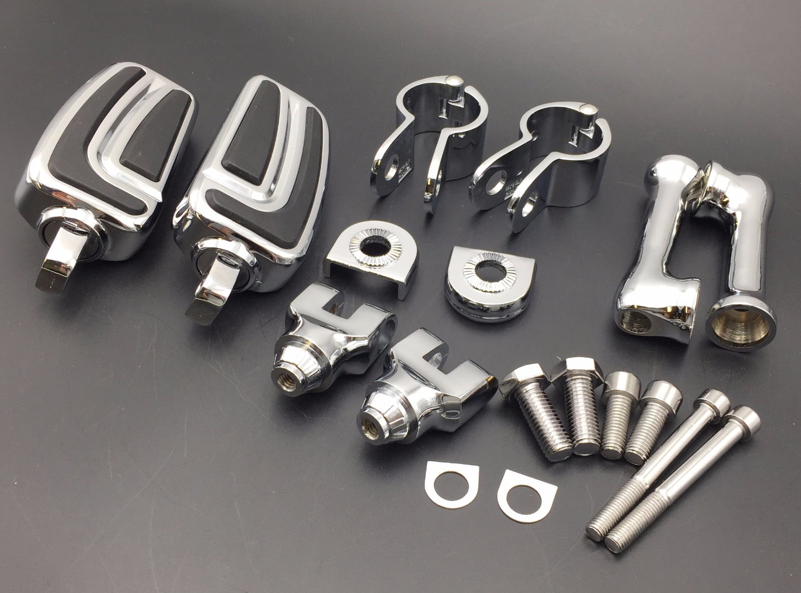 HTT-MOTOR Chrome Long Angled Adjustable Peg Mounting Kit AirFlow Foot ...