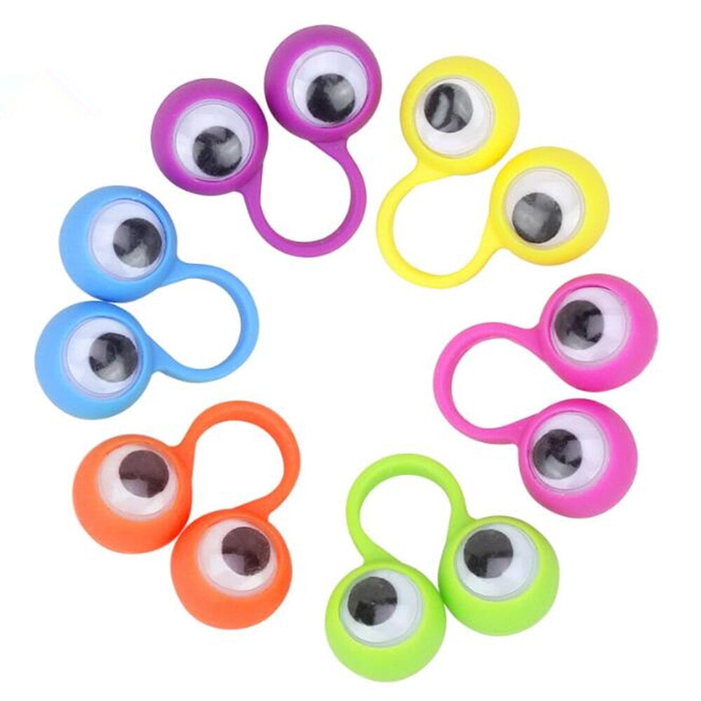 Marionetas de dedo de ojo de 30 piezas, anillos de plástico con menear ...