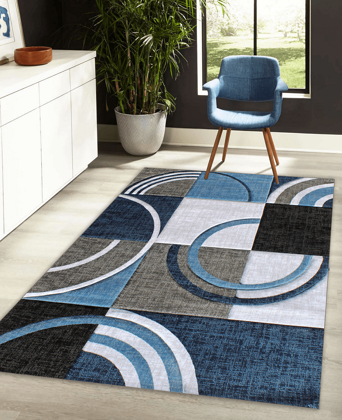 Chester Abstract Blue/White Area Rug - Walmart.com