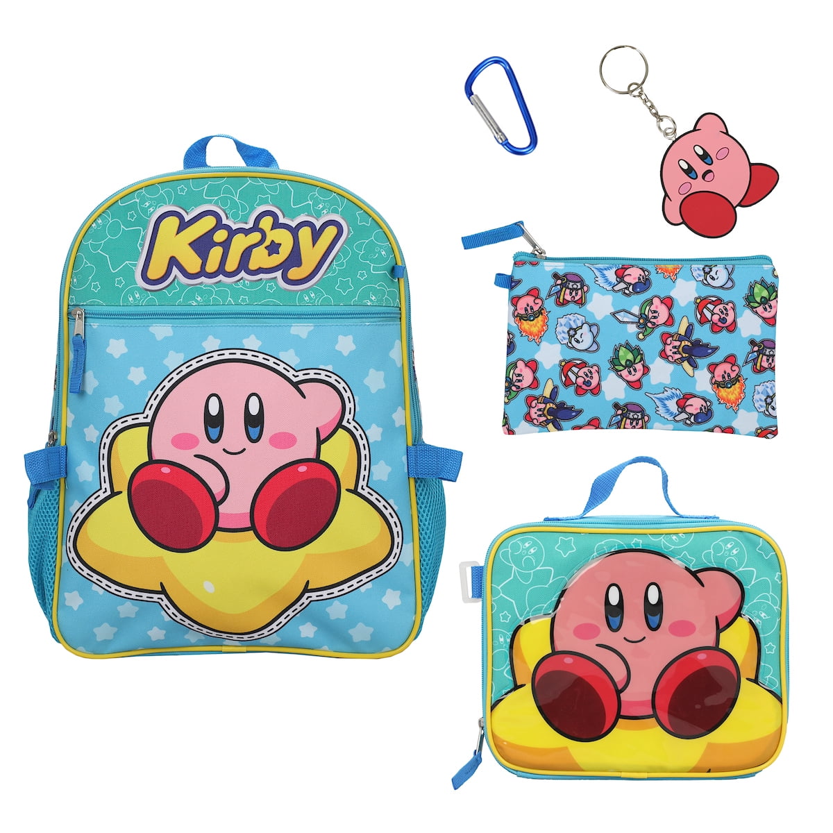 Kirby 5-Piece Set: 16” Backpack, Lunchbox, Utility Case, Rubber ...