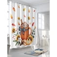 Autumn Shower Curtain 72"W x 84"L Coffee Icecream Flower Falling Leaves ...