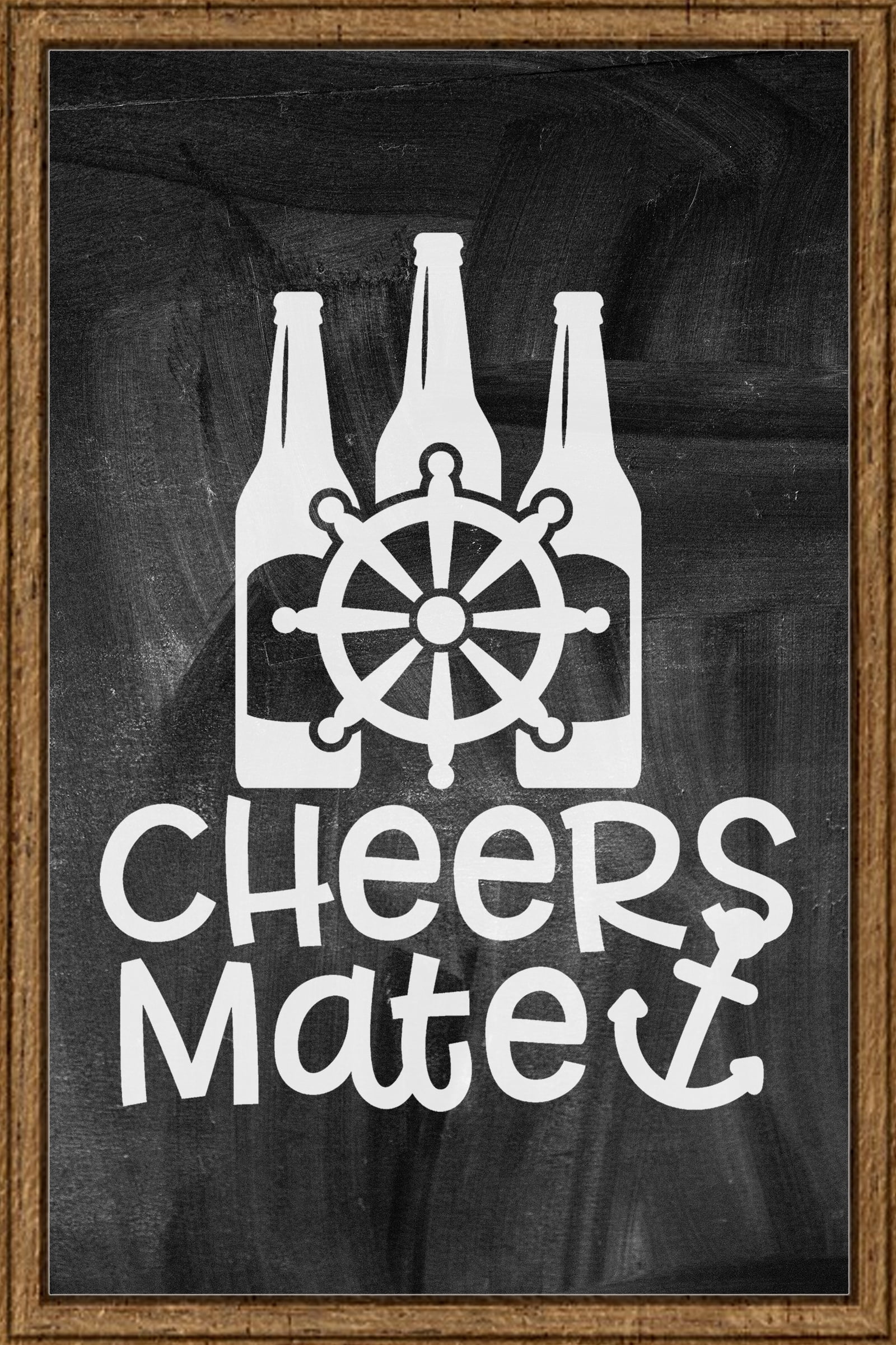 Cheers mate beer bottle silhouette ahoy sailing boat nautical Tin Sign ...