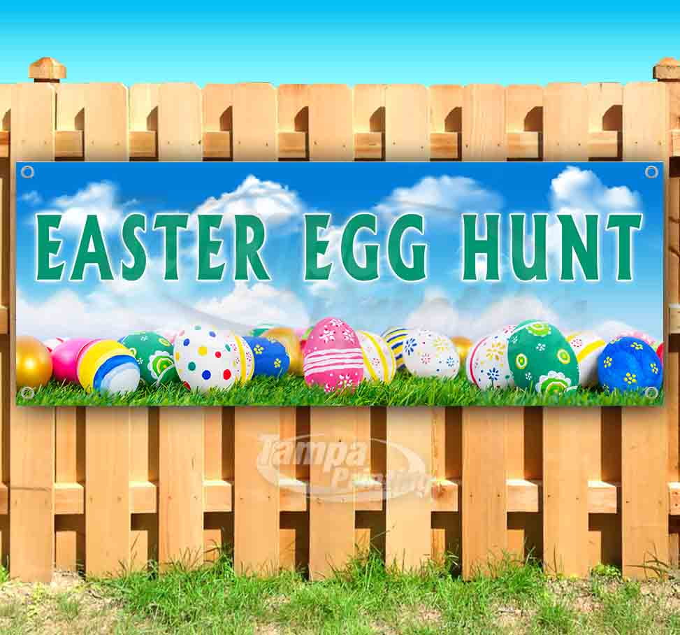 Easter Egg Hunt 13 oz heavy duty vinyl banner sign with metal grommets ...