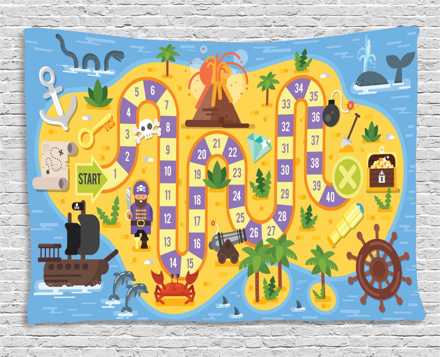 Kid's Activity Tapestry, Finding Treasure of the Pirate Themed Board ...