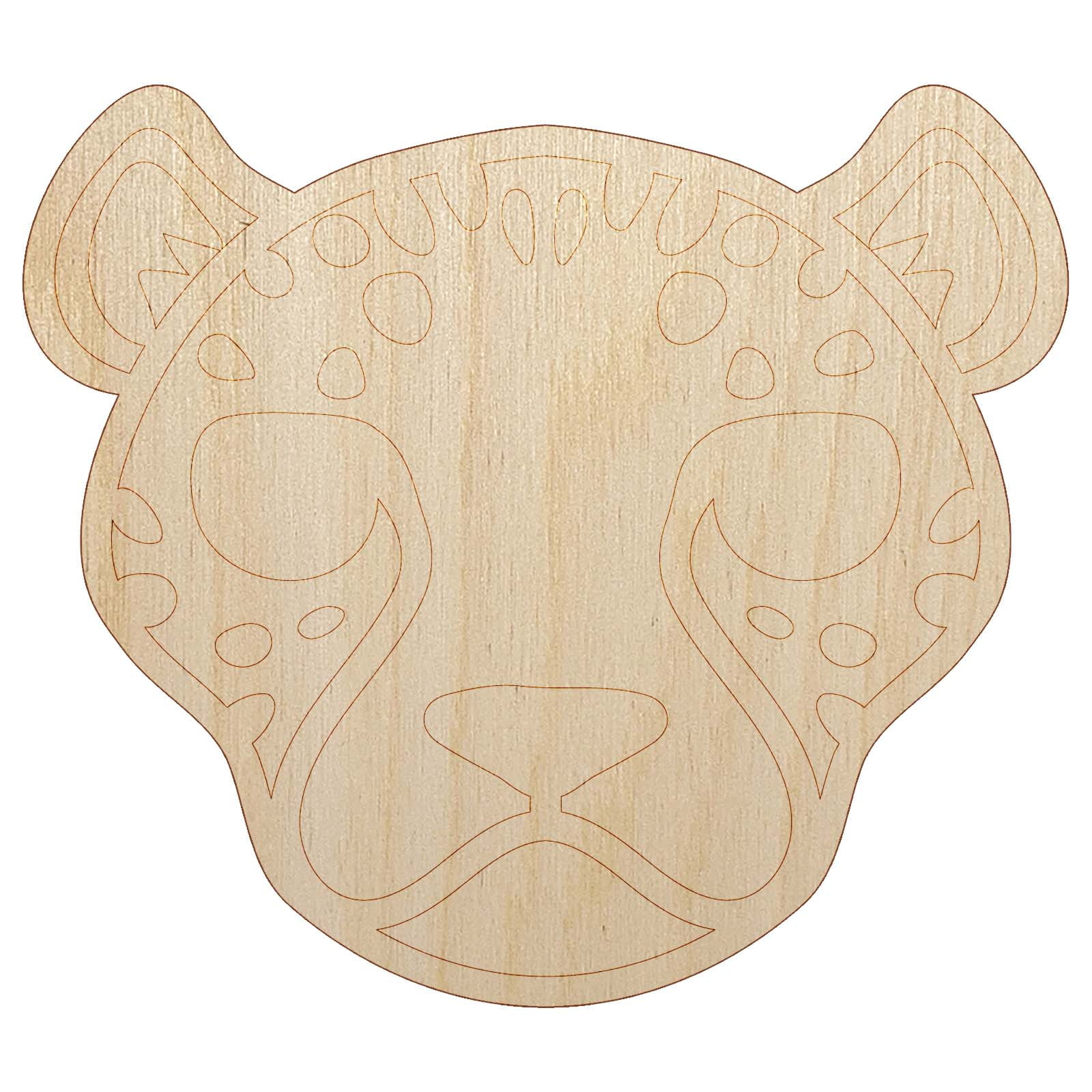 Spotted Cheetah head Wood Shape Unfinished Piece Cutout Craft DIY ...