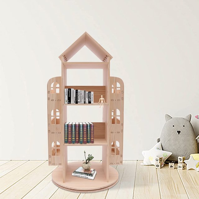 MONIPA Display Rack Wooden Bookshelf Organizer Storage Rotating ...