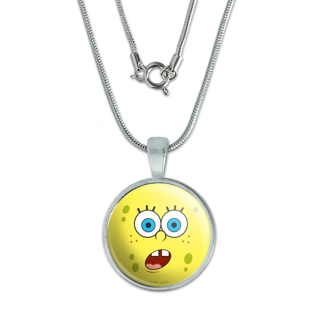 SpongeBob Surprise Face 0.75" Pendant with Sterling Silver Plated Chain ...