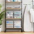 Iris 5 8 Qt Stack And Pull ® Plastic Storage Bins With Lids Pearl