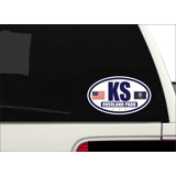 Flag of Kansas / American Flag Oval 3M Vinyl Bumper Sticker Decal ...