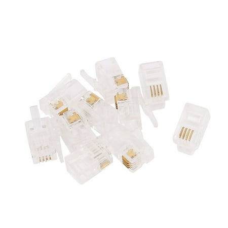 10 Pcs RJ9 4P4C Telephone Clear Plastic Cable Jack For Flat Wire ...
