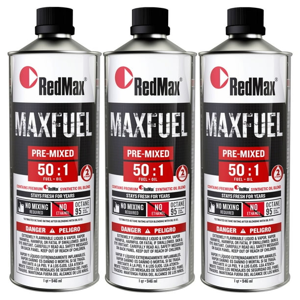 RedMax 581158801 Pre-Mixed 50:1 Fuel Oil 3 Quart Pack 2-Cycle Engines ...
