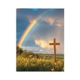 CozyNet A Vibrant Rainbow Above A Cross In A Peaceful Green Meadow Wall ...
