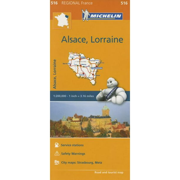 Michelin Regional Maps: France : Alsace, Lorraine Map 516 - Walmart.com