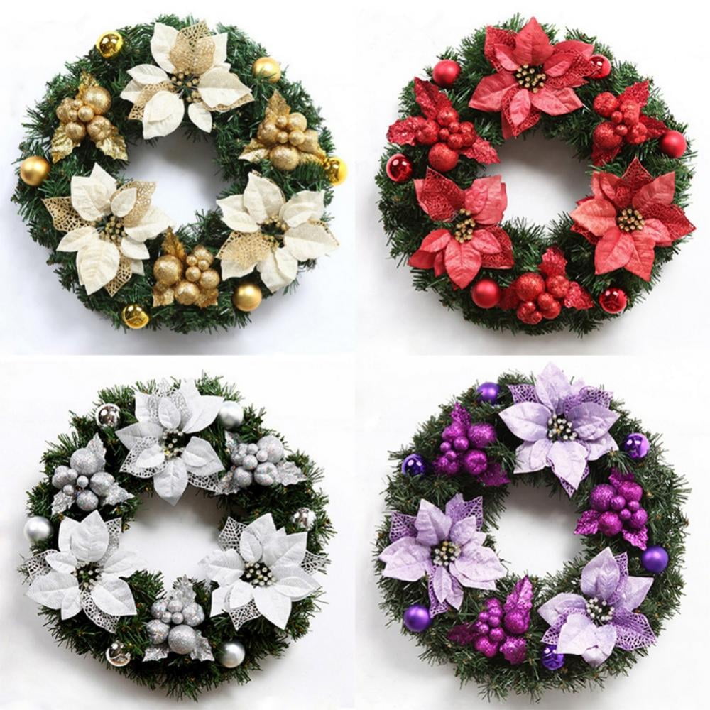 KARLSITEK 16 Inch Christmas Flower Ball Fake Vine Wreath Front Door ...