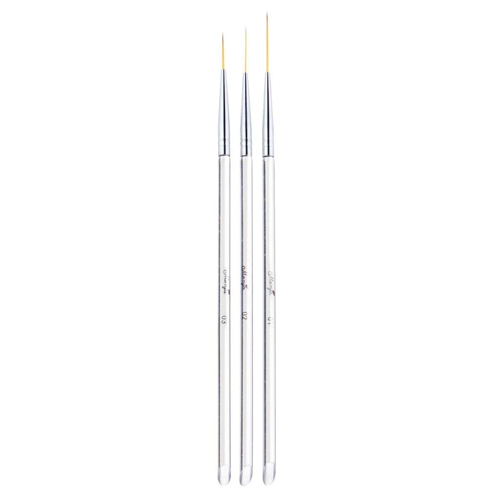 3x Nail Striping Brushes For Pattern Drawing Fine Line Detailing ...