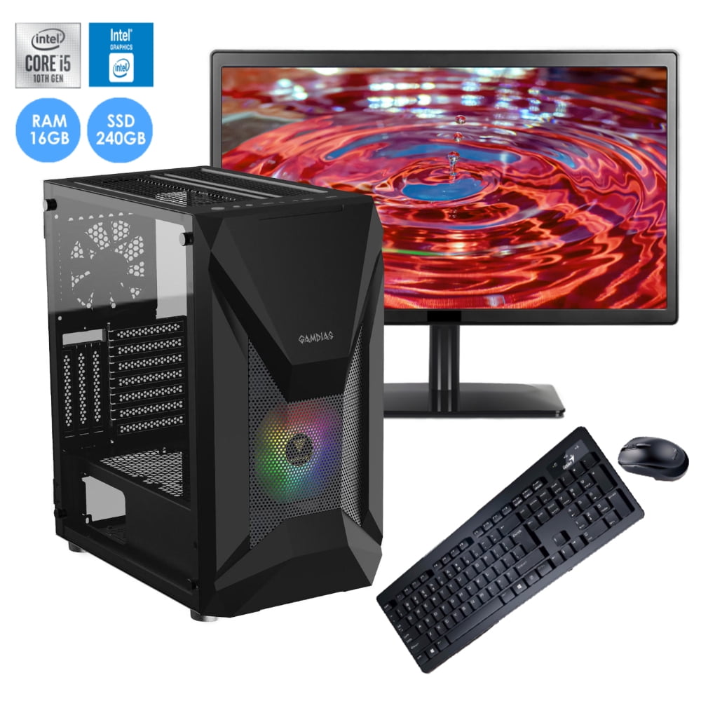 PC gamer CPU i5 10400 Intel 16GB RAM SSD 240GB 500W 80+ monitor 19.5 ...