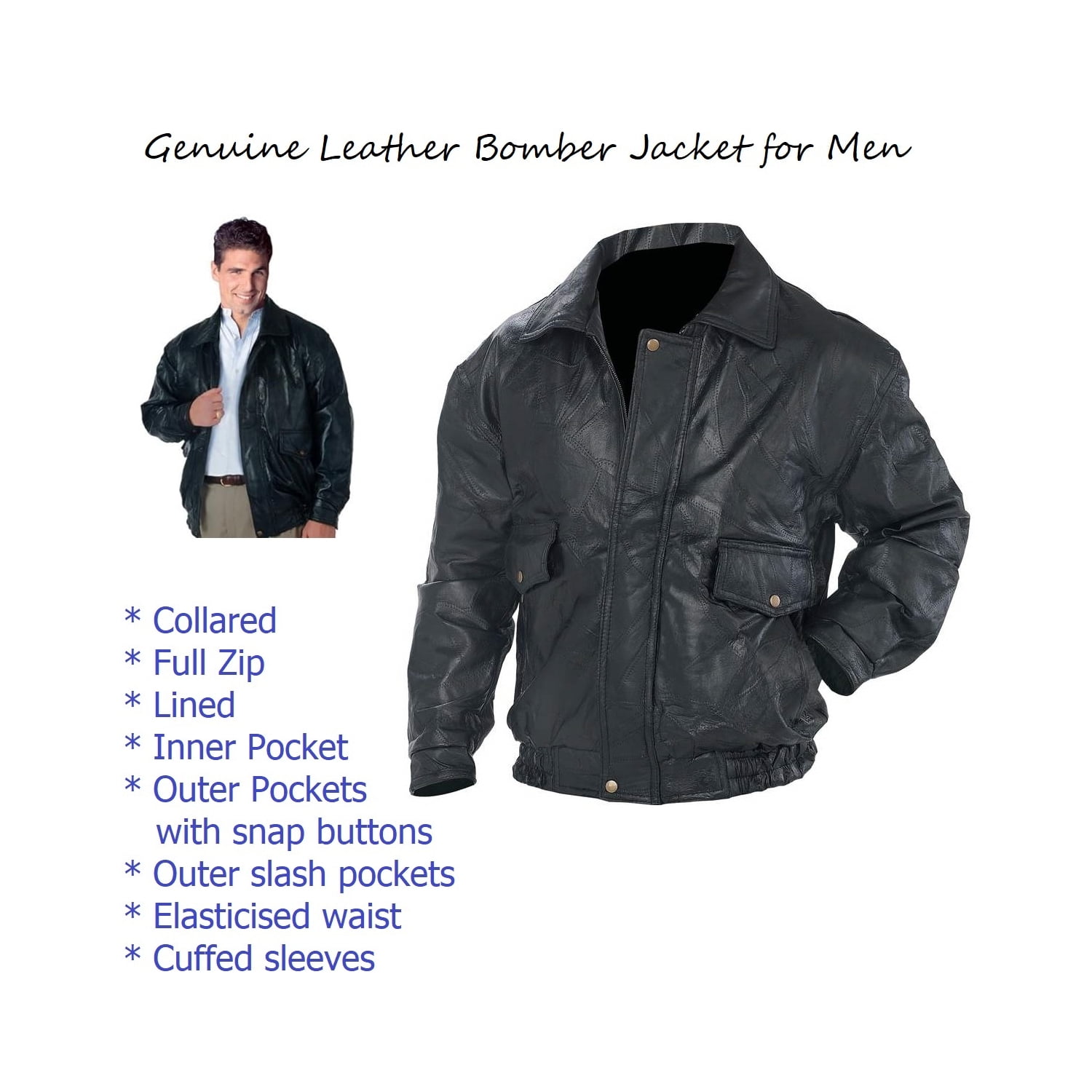 Reed Leather American Style Bomber Jacket, Real Leather Reed Leather American Style Bomber Jacket, Real Leather