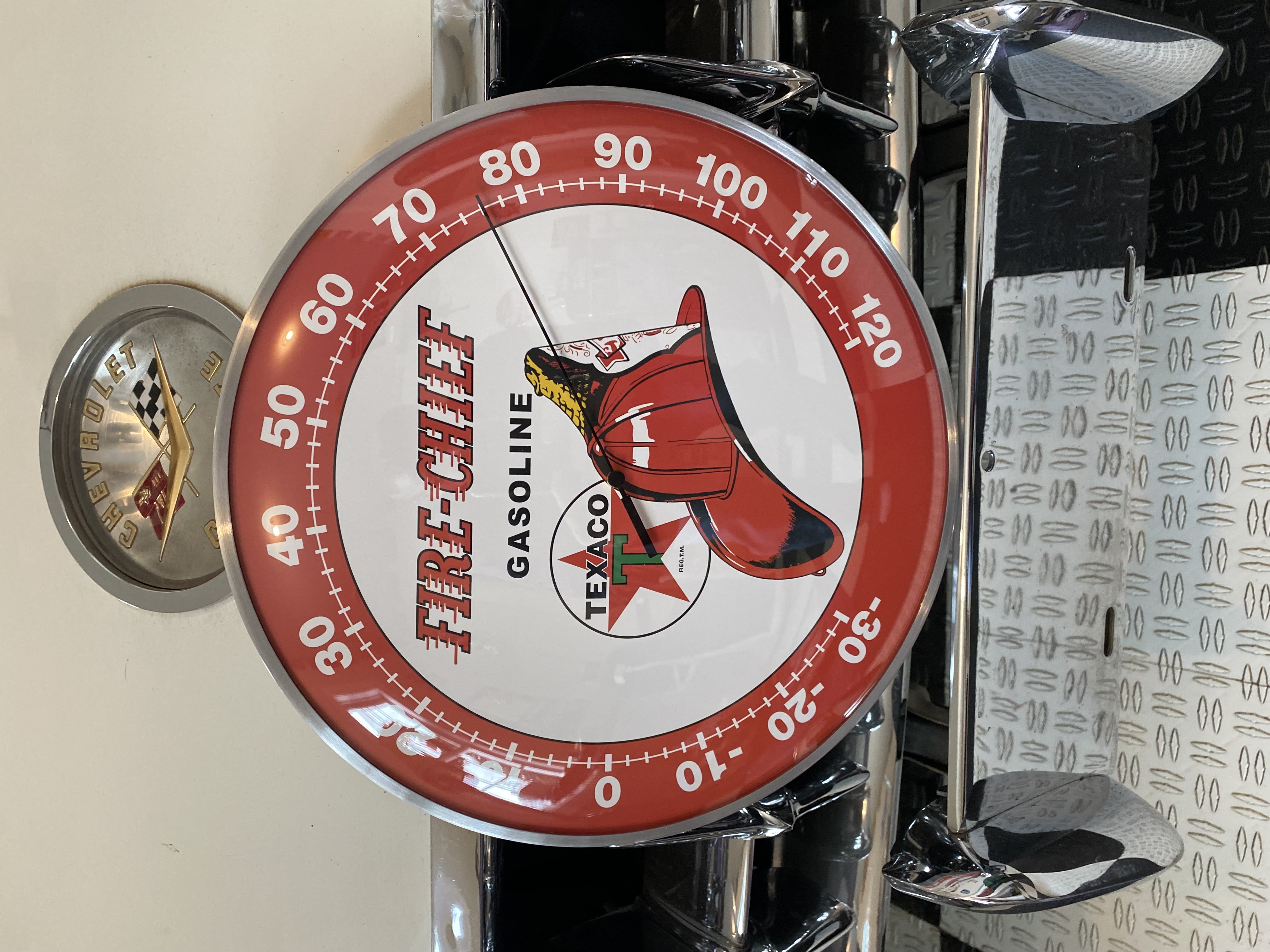 TEXACO FIRE CHIEF Gas and OIL Vintage style Round Thermometer 12" INCH ...