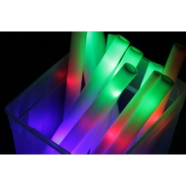 100 PACK 19" Neon Light up Foam Batons LED Glow Light Sticks Wands ...