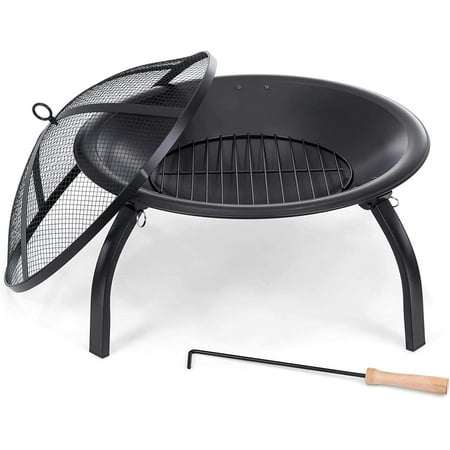 Cuisiland Wood Burning Dia 22" Folding Fire Pit with Spark Screen ...