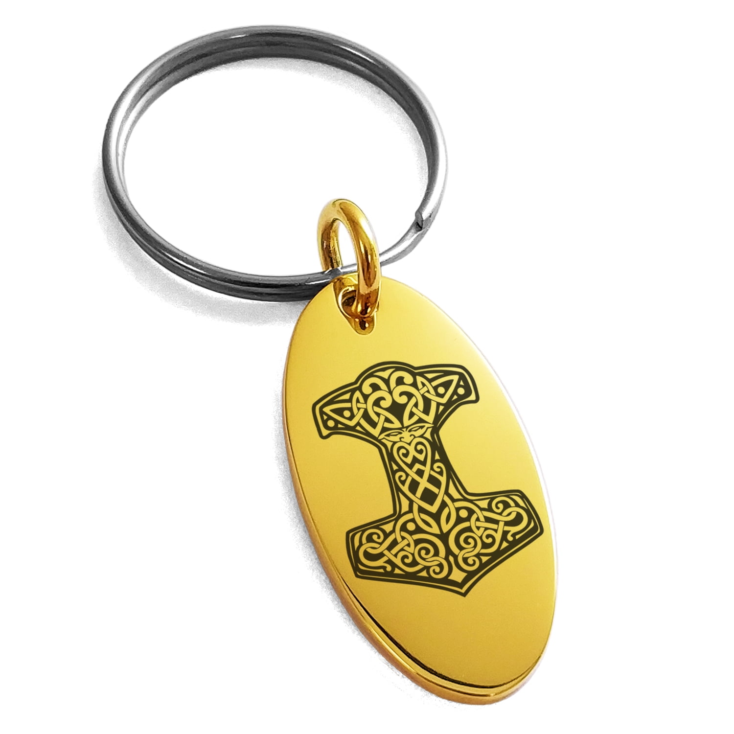 Stainless Steel Thor's Hammer Mjolnir Knot Viking Norse Engraved Small ...