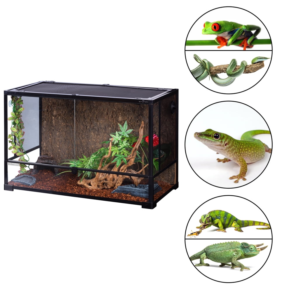 REPTI ZOO Terrario de Vidrio para Reptiles, Grande Doble puerta frontal ...