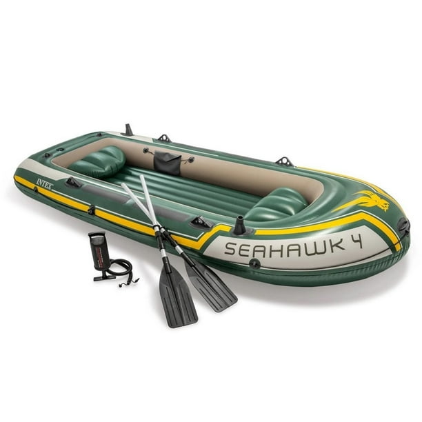Intex Seahawk 4, 4 Person Inflatable Boat Raft Set with Oars & Air Pump ...