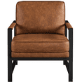 Yaheetech Modern Upholstered Faux Leather Accent Chair for Small Living ...