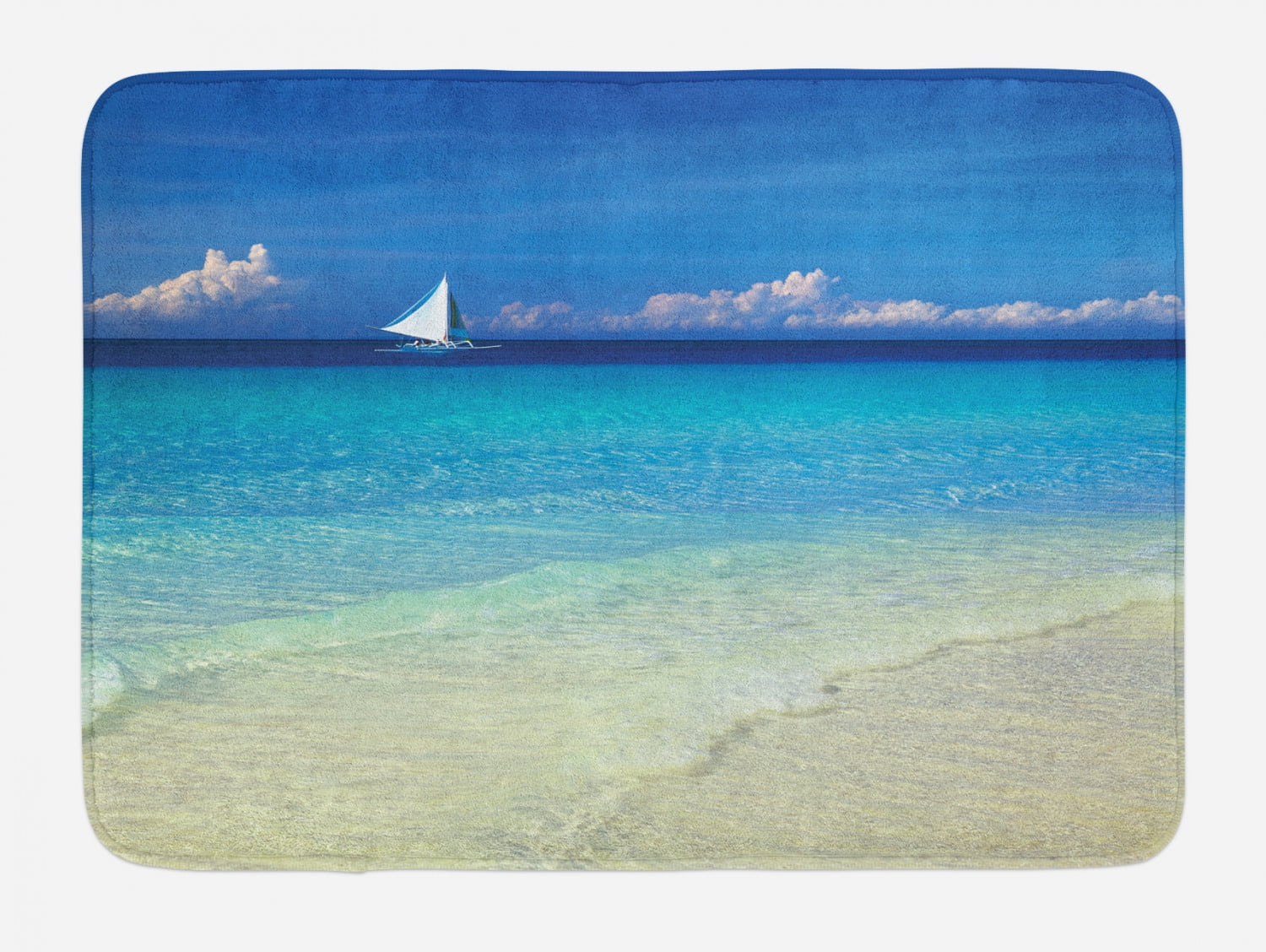 Nautical Bath Mat, Exotic Tropic Beach in Philippines Island Horizon ...