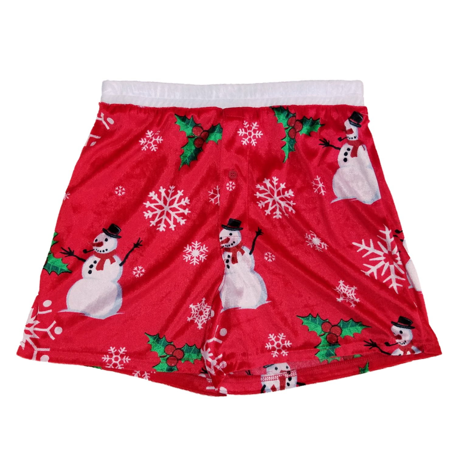 Mens Velour Christmas Holiday Snowman Snowflake Mistletoe Boxer Shorts ...