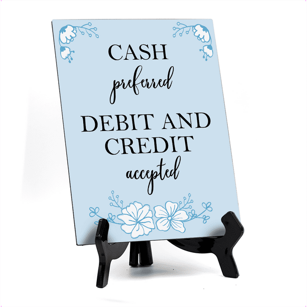 Signs ByLITA Cash Preferred Debit And Credit Accepted Table Sign With ...