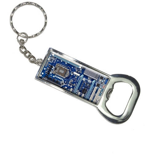 Blue Computer Motherboard Processor Cpu Memory Keychain Bottle ...