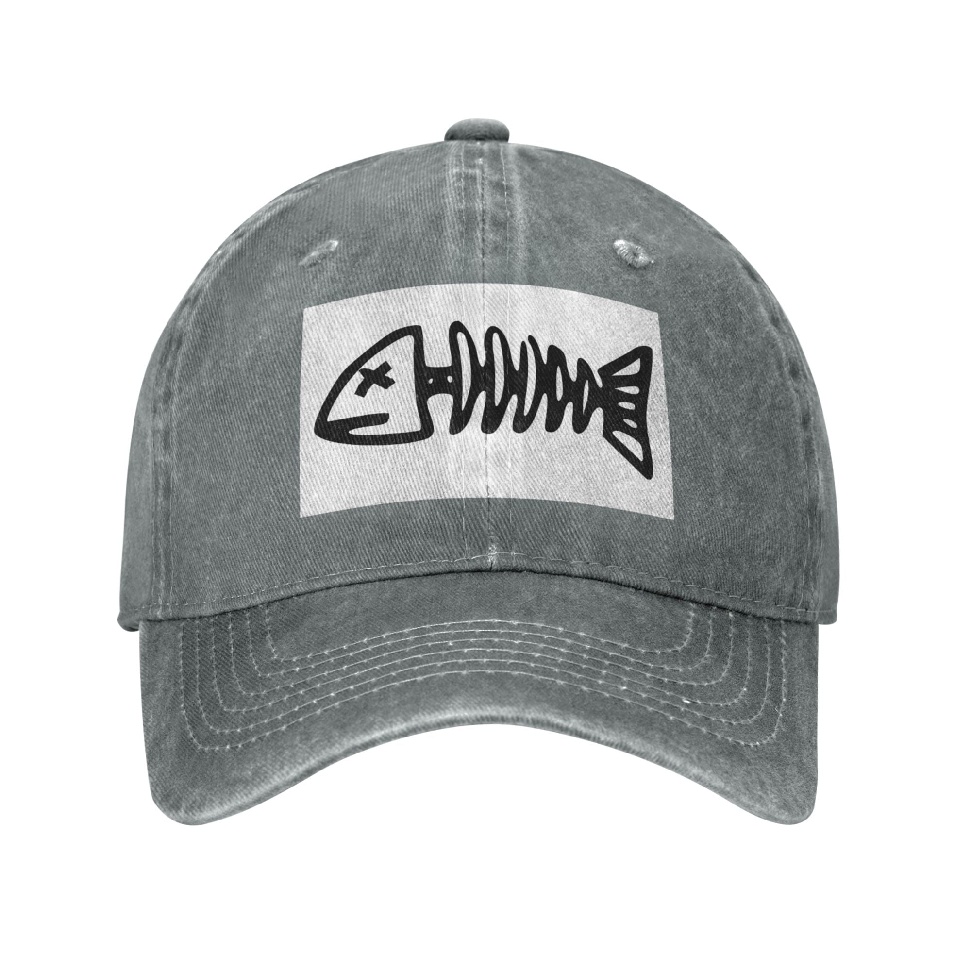 DouZhe Adjustable Washed Cotton Baseball Cap - Fish Skeleton Prints ...