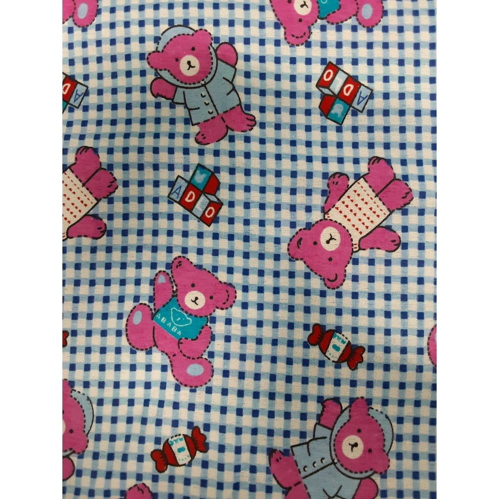 Teddy Bear Plaid Flannel Fabric - Walmart.com - Walmart.com