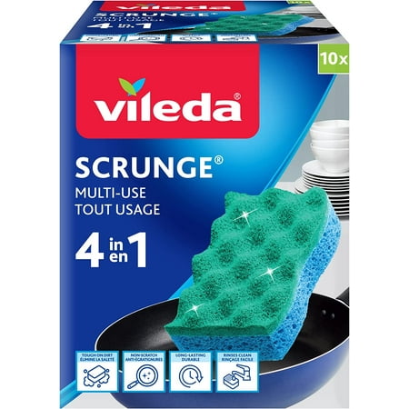 Vileda Scrunge Multi-Use No-Scratch Scrub Sponge (Pack of 10) | Walmart ...