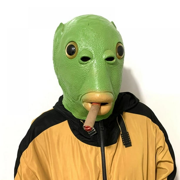 Halloween Costume Fish Head Party Mask Green Adult Animal Cosplay Prop ...
