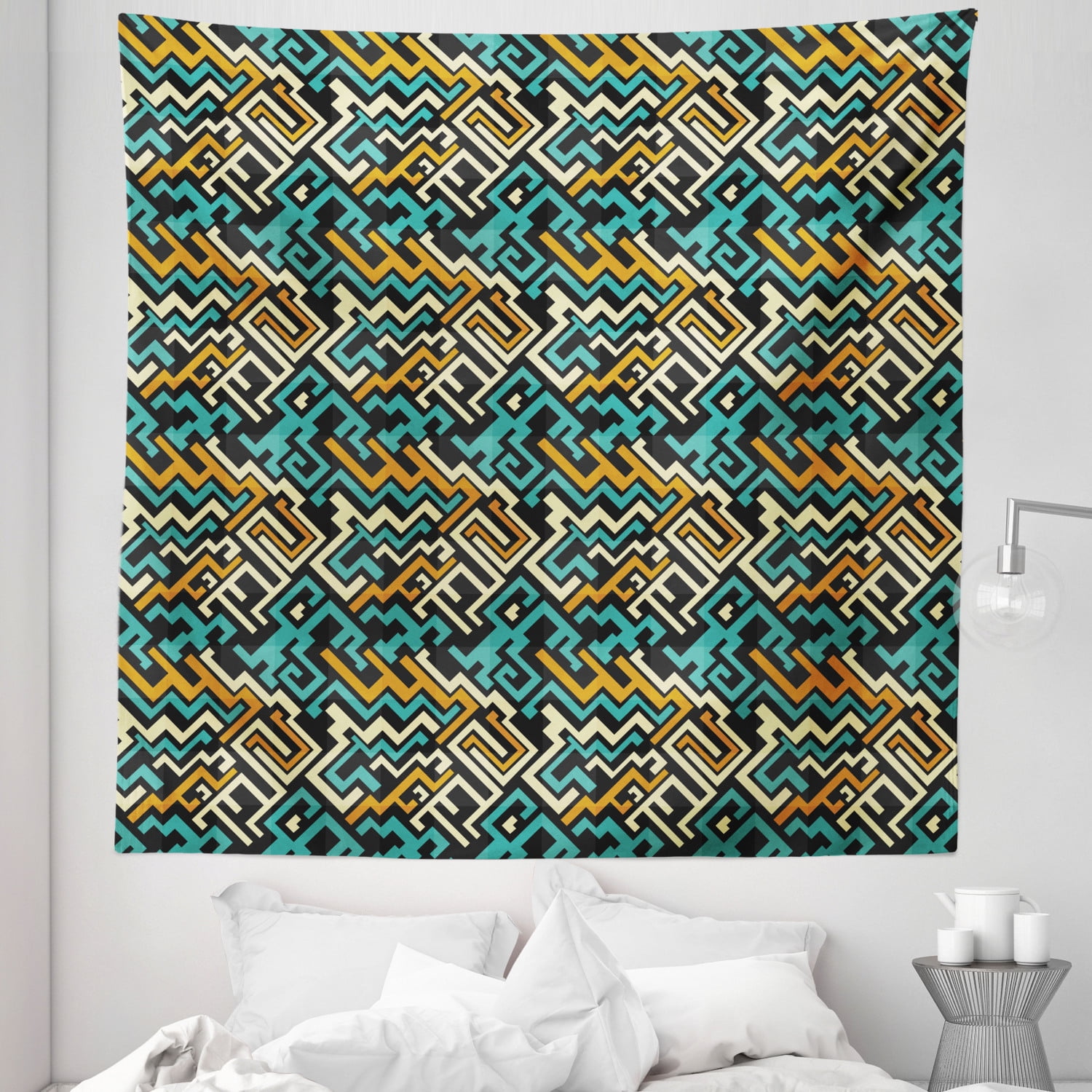 Geometric Tapestry, Abstract Modern Future Inspiration Line Art Surreal ...
