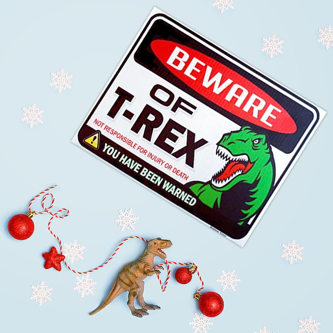 Bigtime Signs Dinosaur Sign: Beware of T Rex Warning Sign - 9 inch x 12 ...