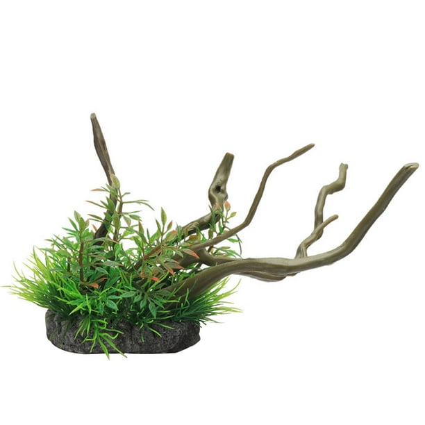 Simulated heavy wood, tree roots, simulated aquatic plants. Fish tank ...