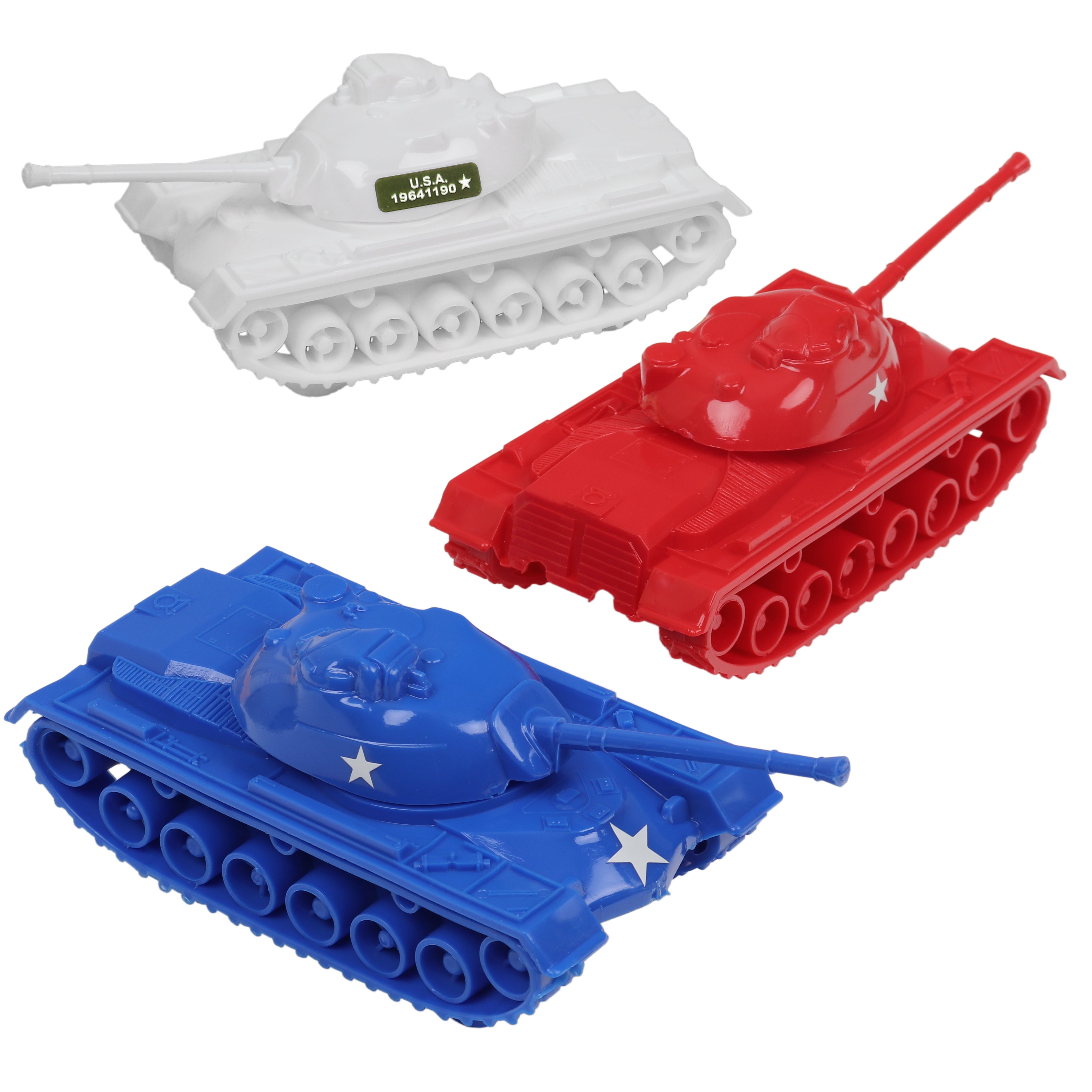 TimMee Toy Tanks for Plastic Army Men - Red White & Blue WW2 3pc - US ...