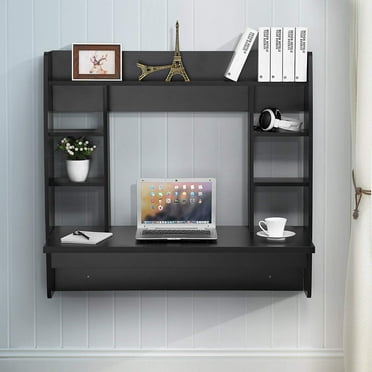 Zimtown Wall Mounted Floating Computer Desk with Storage Shelf ...